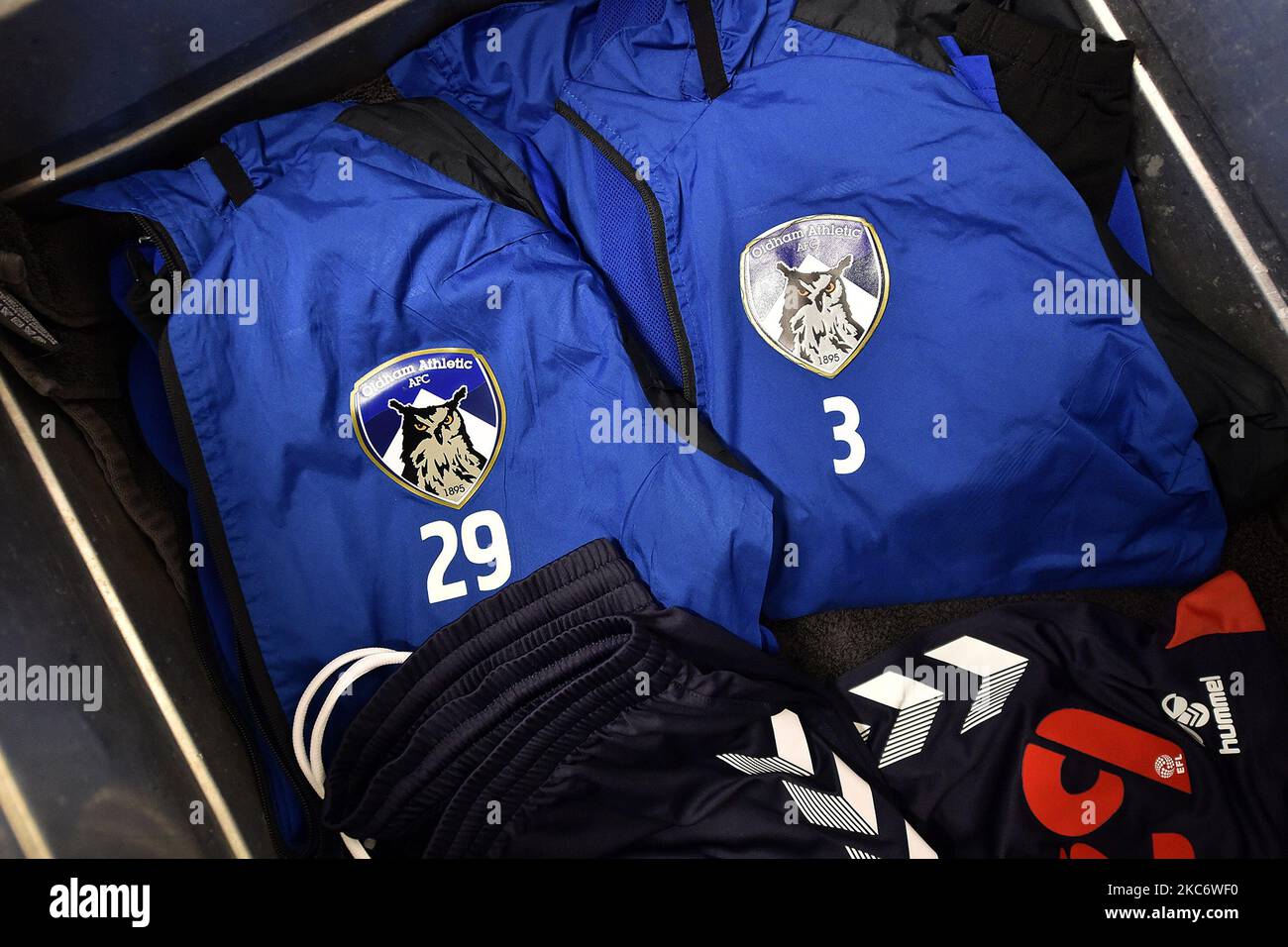 Inside the Oldham Athletic dressing room before the Sky Bet League 2 ...