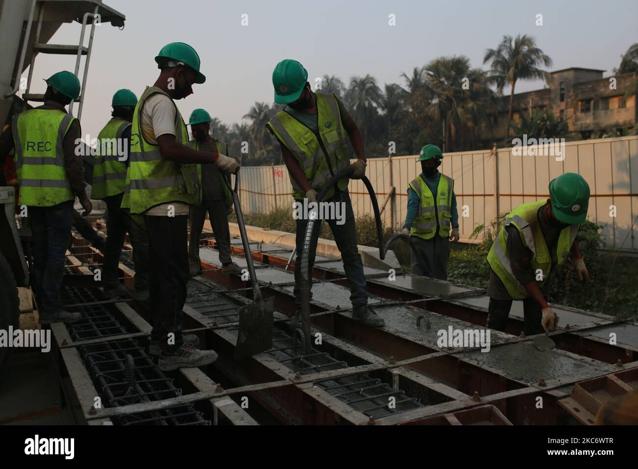 Labors work at a railway construction site in Dhaka, Bangladesh on ...