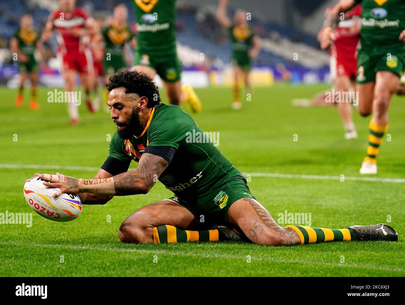 Australia's Josh Addo-Carr scores his side's eighth try during the ...