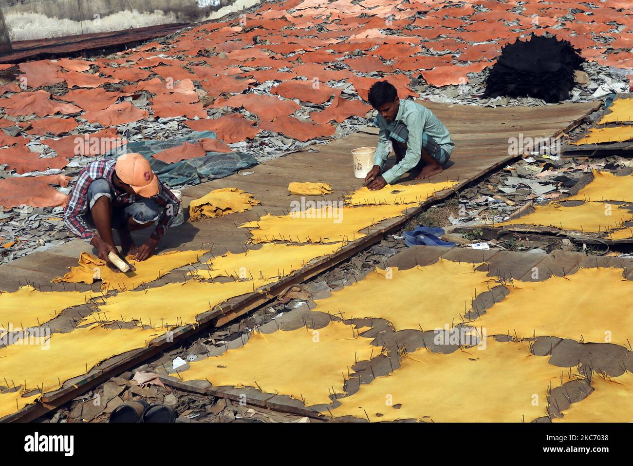 Labourers are working at a tannery factory at Hazaribagh Dhaka ...