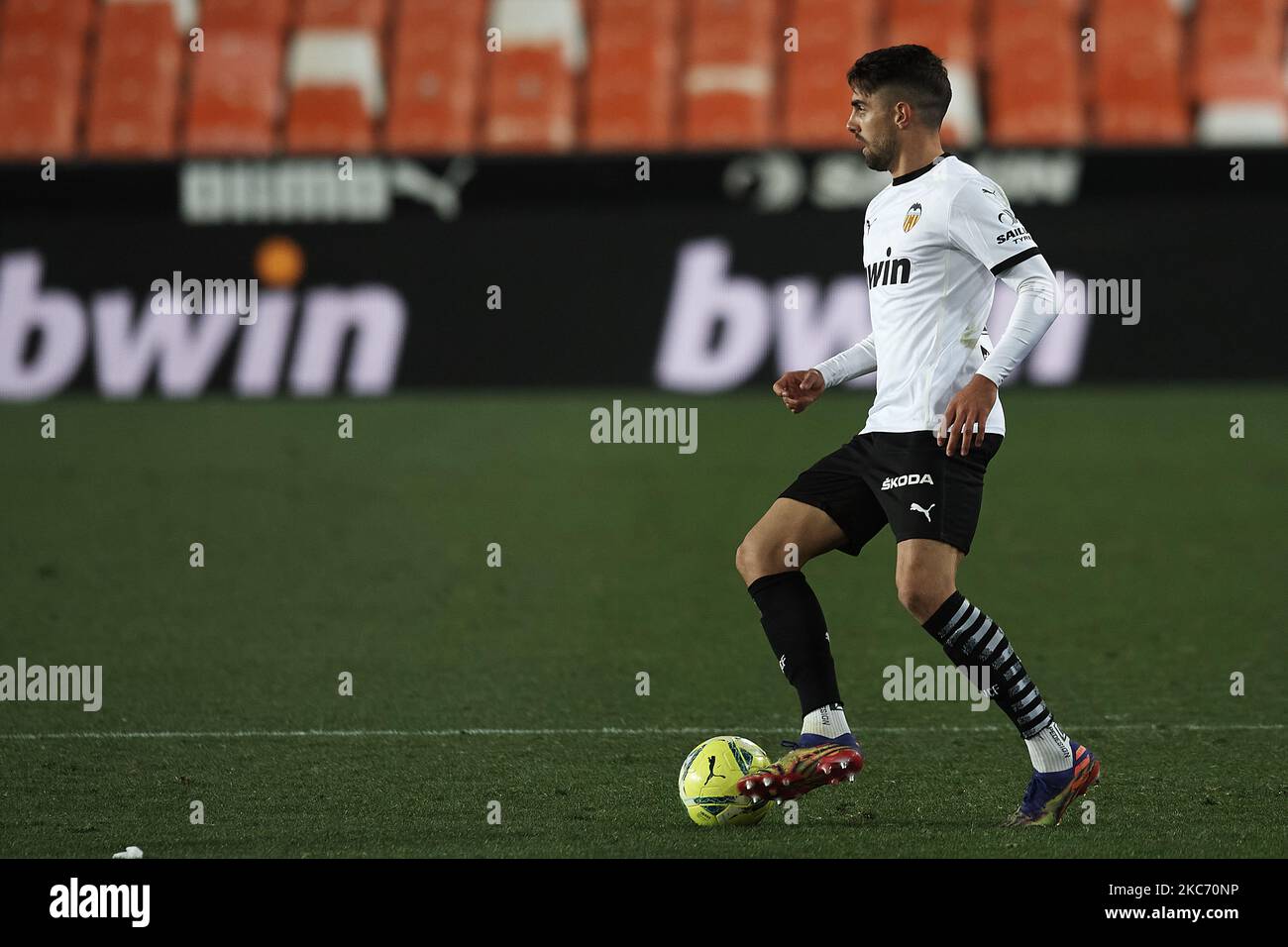 Ruben Sobrino of Valencia controls the ball during the La Liga ...