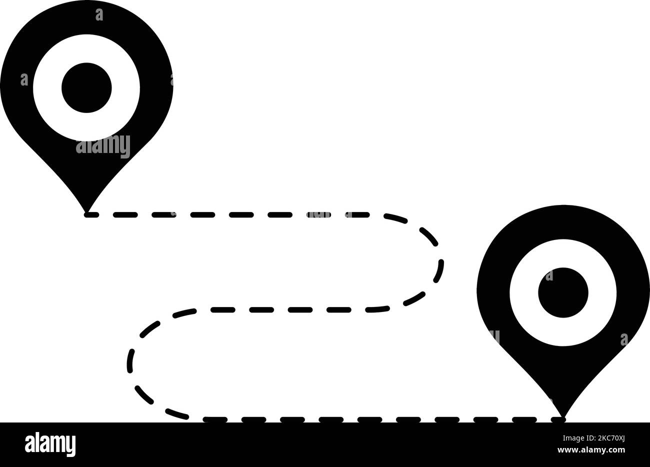 An illustrated design of two black map pins connected to each other ...