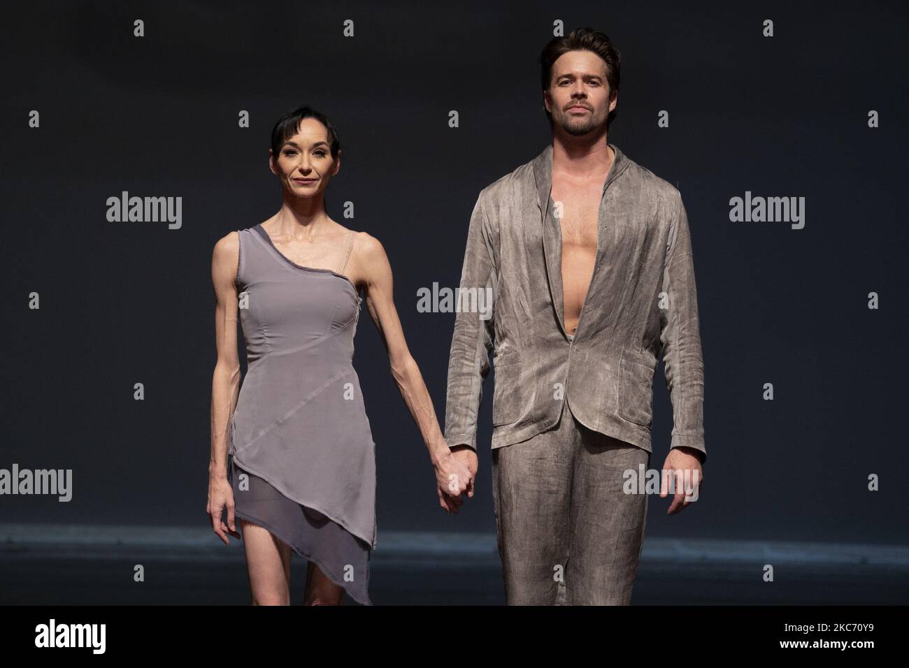 Spanish dancer Lucia Lacarra and Canadian dancer Matthew Golding perform during a of ...