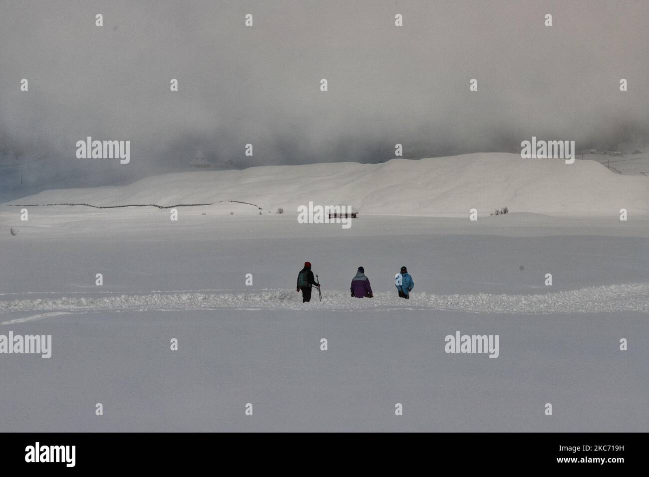Tourists enjoying at famous Ski resort Gulmarg after heavy snowfall In ...