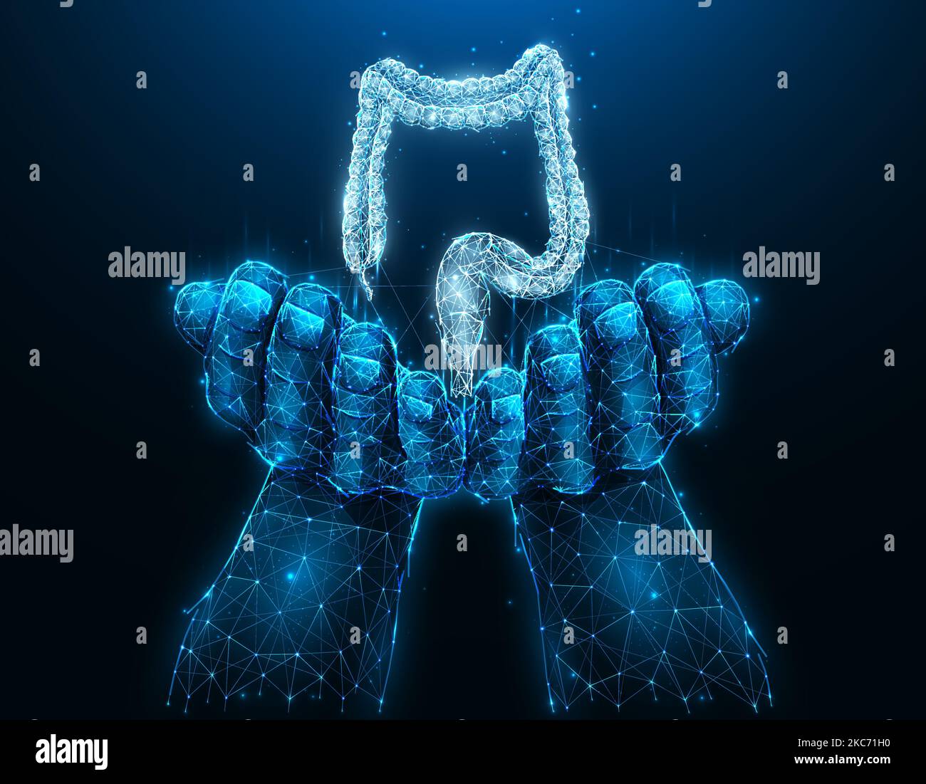 Colon or large intestine Donor. Polygonal vector illustration of a hand ...