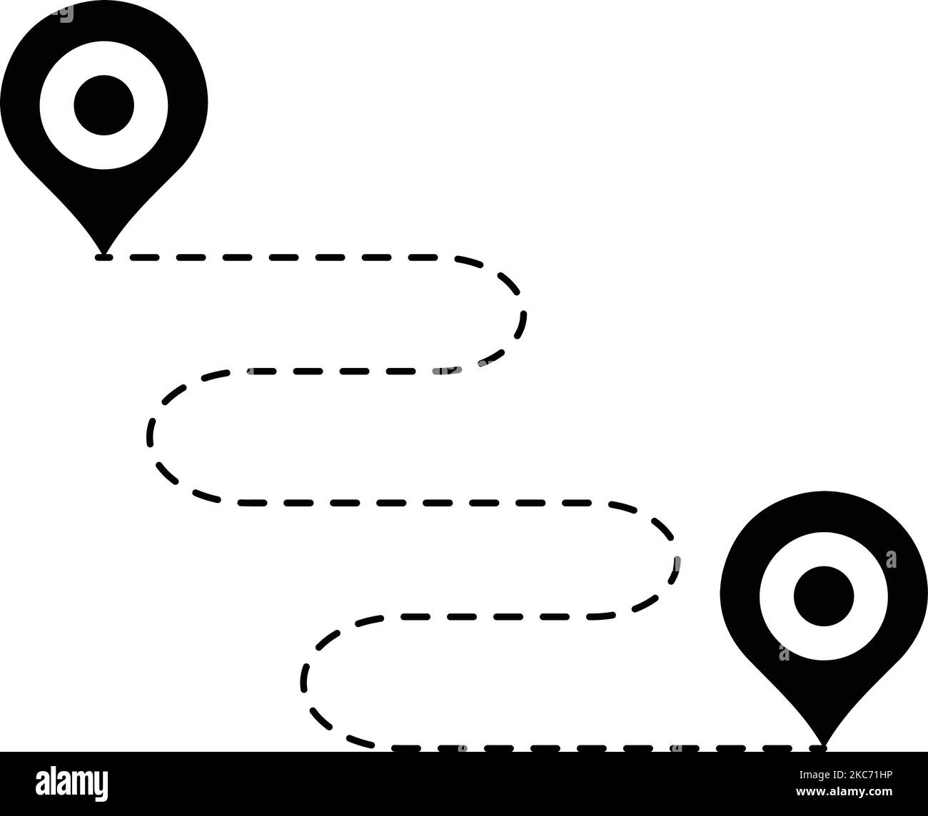 An illustrated design of two black map pins connected to each other ...