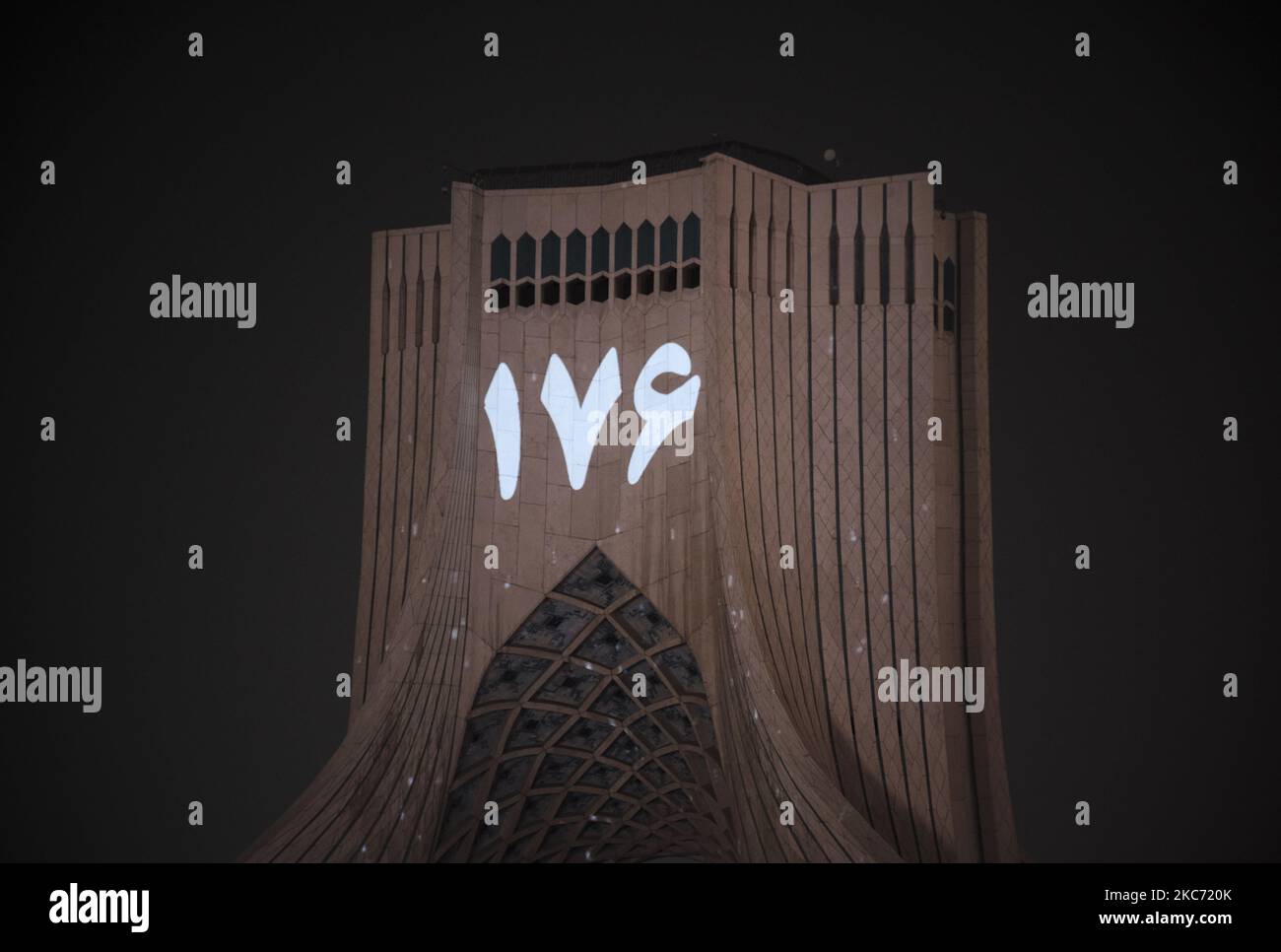 The number 176 is pictured on the Azadi (Freedom) Monument in western ...