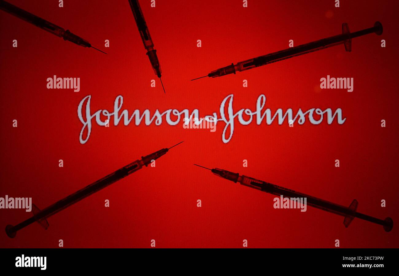 An illustrative image of medical syringes in front of Johnson and ...