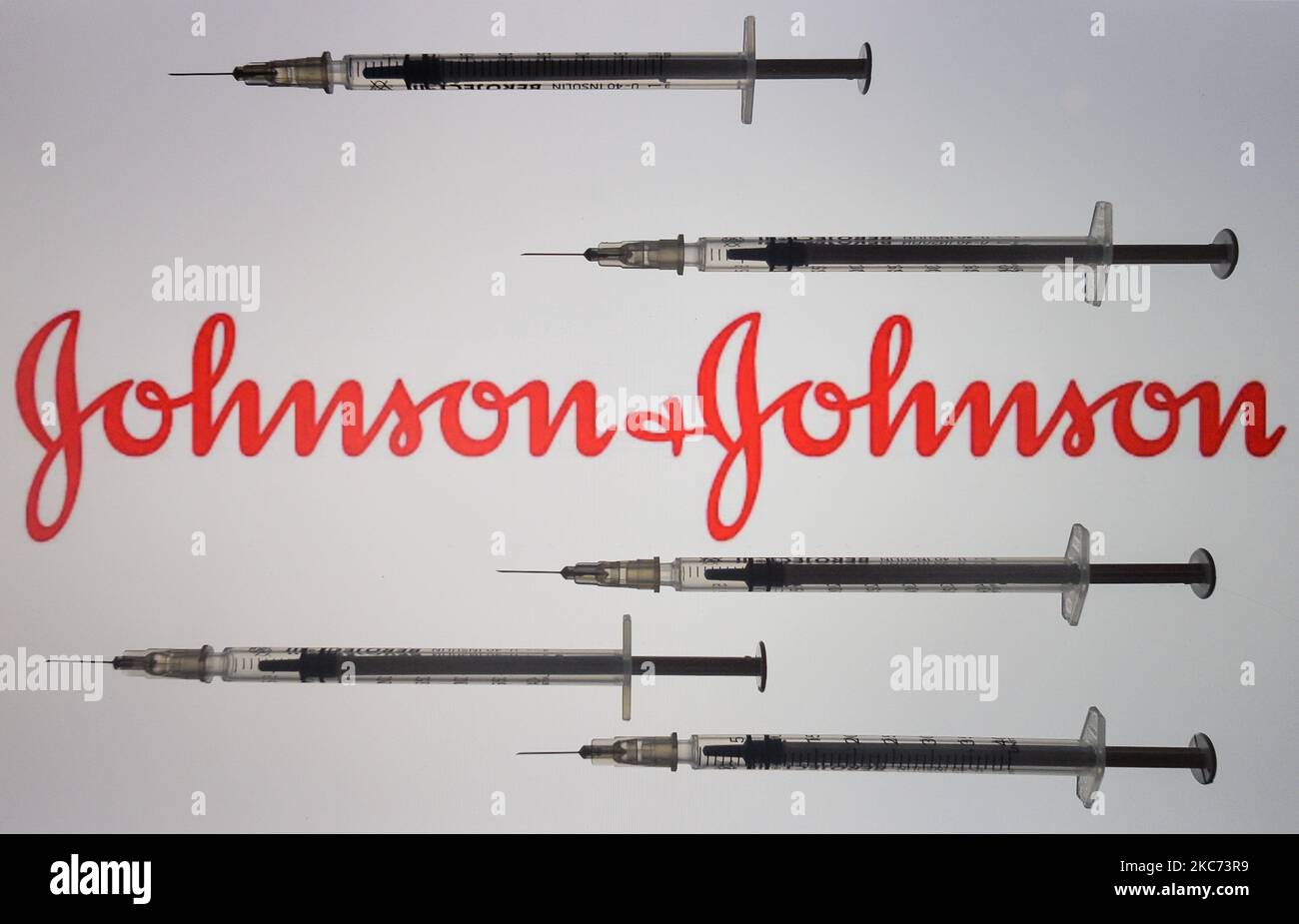 An illustrative image of medical syringes in front of Johnson and ...