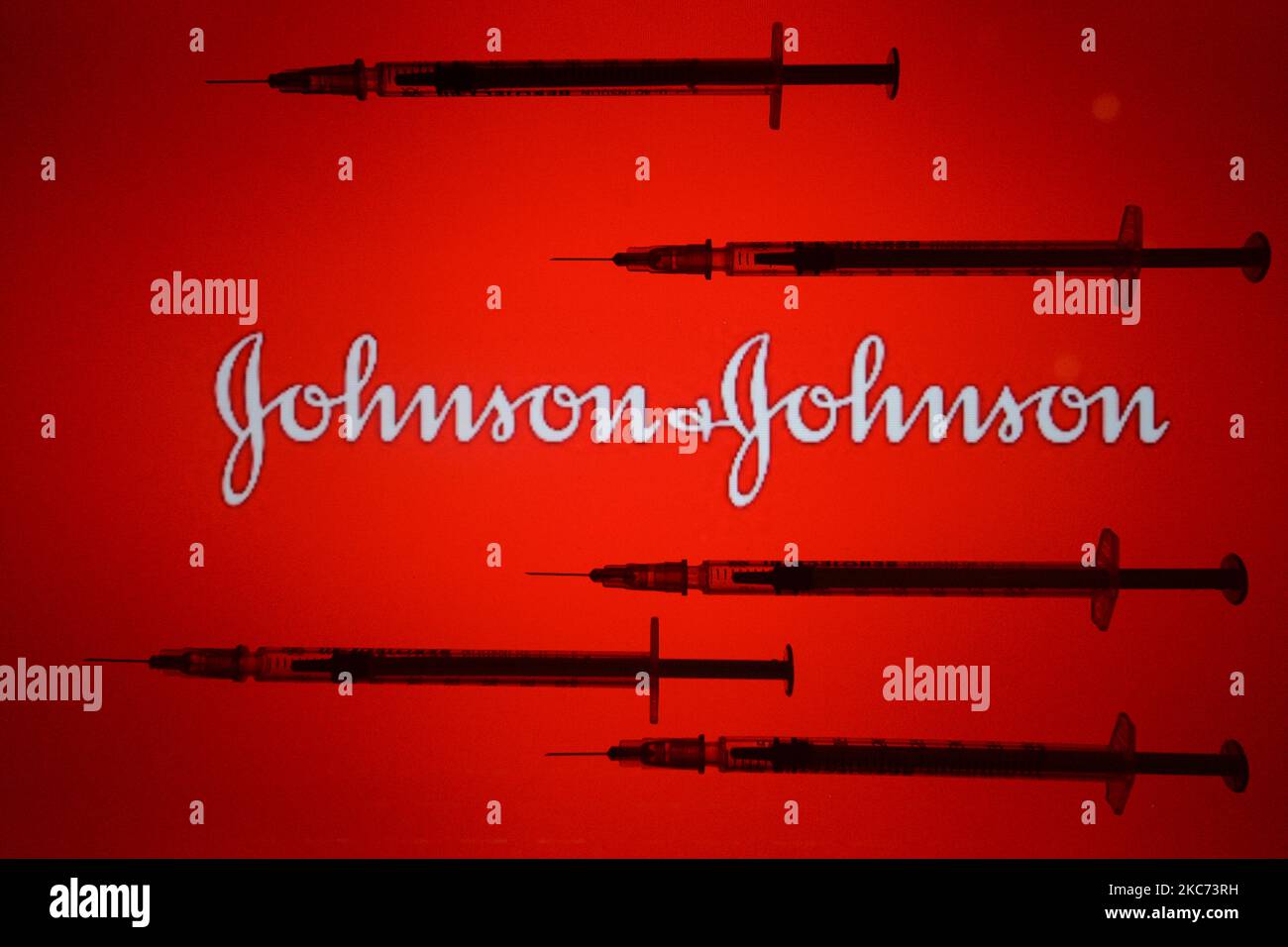 An illustrative image of medical syringes in front of Johnson and ...