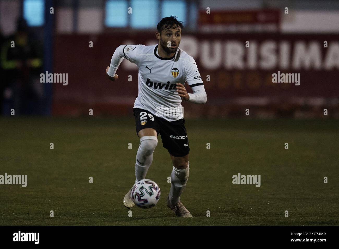 Kevin Sibille of Valencia controls the ball during the Copa del Rey ...