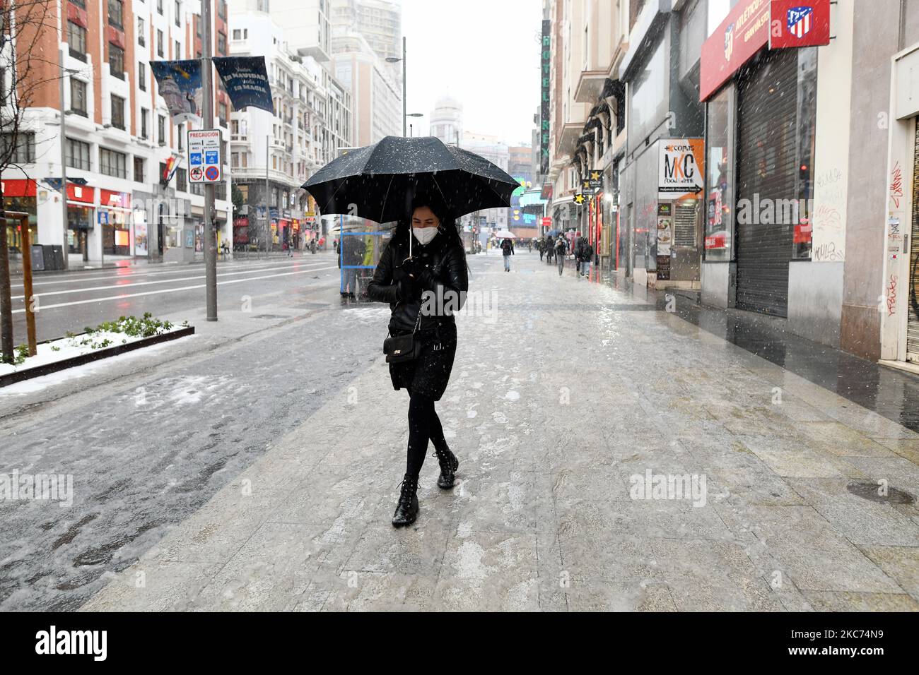 Storm Filomena in Madrid on 8th January, 2021. Heavy snow fell across ...