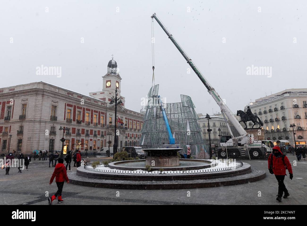 Storm Filomena in Madrid on 8th January, 2021. Heavy snow fell across ...