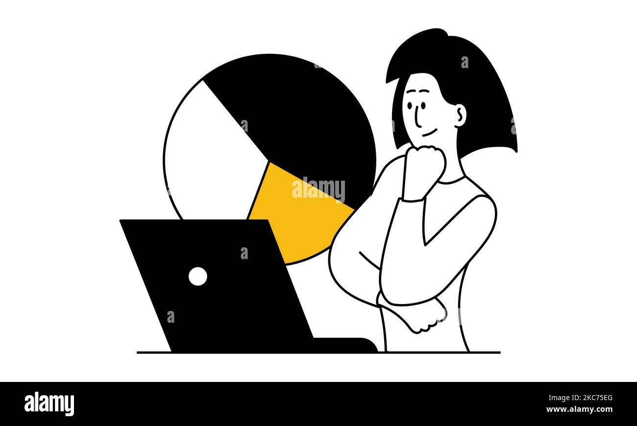 Woman accountant and business finance work vector illustration concept ...