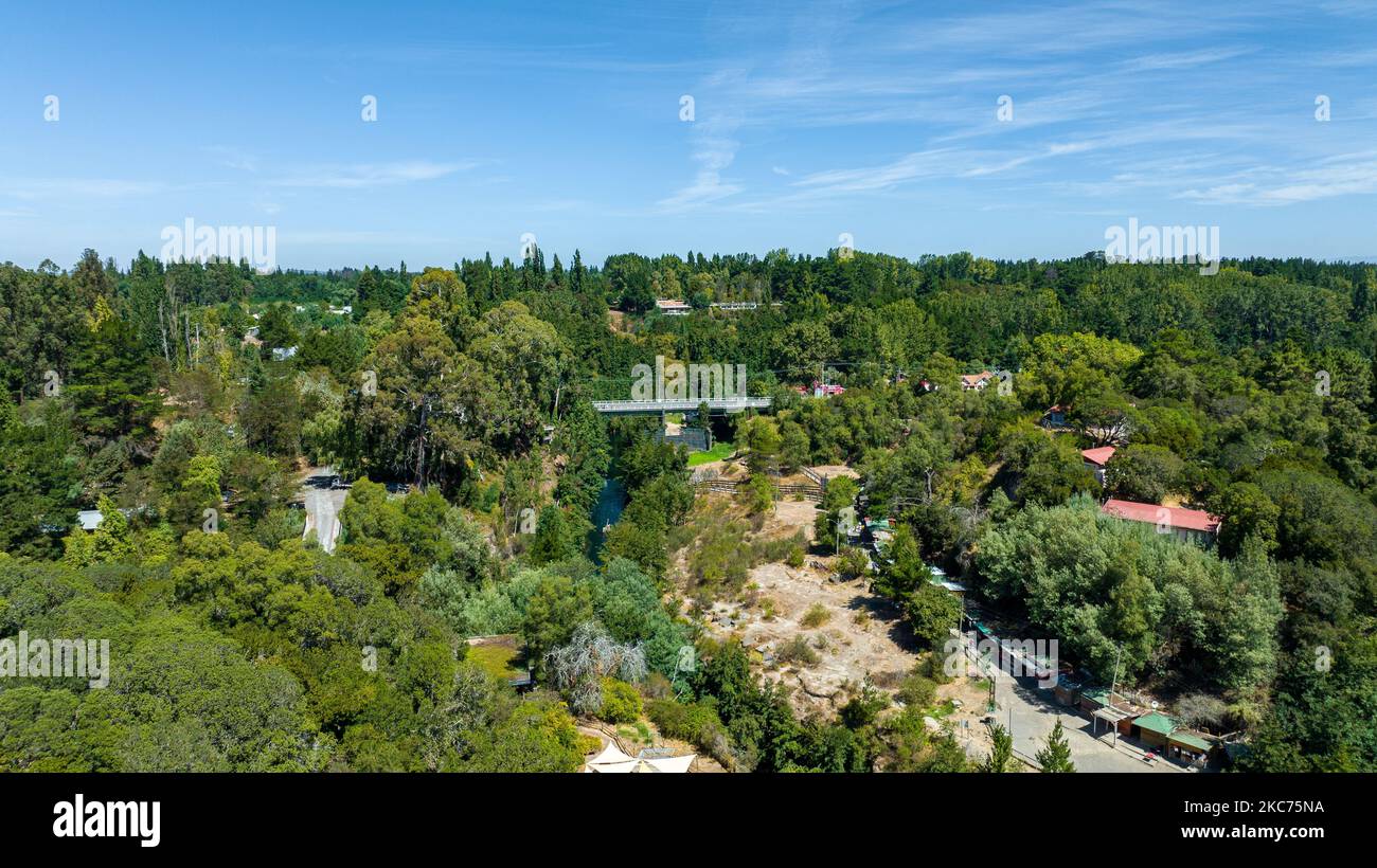 panoramic horizontal aerial photo with drone of the Salto del Laja in ...