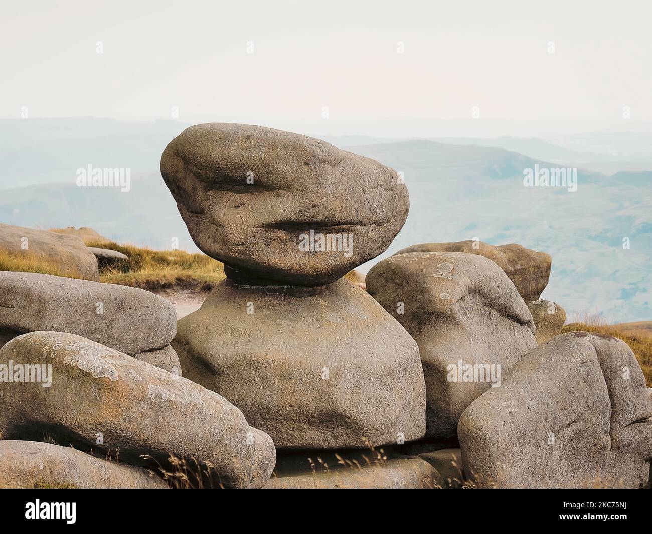 wind eroded rocks strange shapes at the woolpacks Derbyshire UK Stock ...