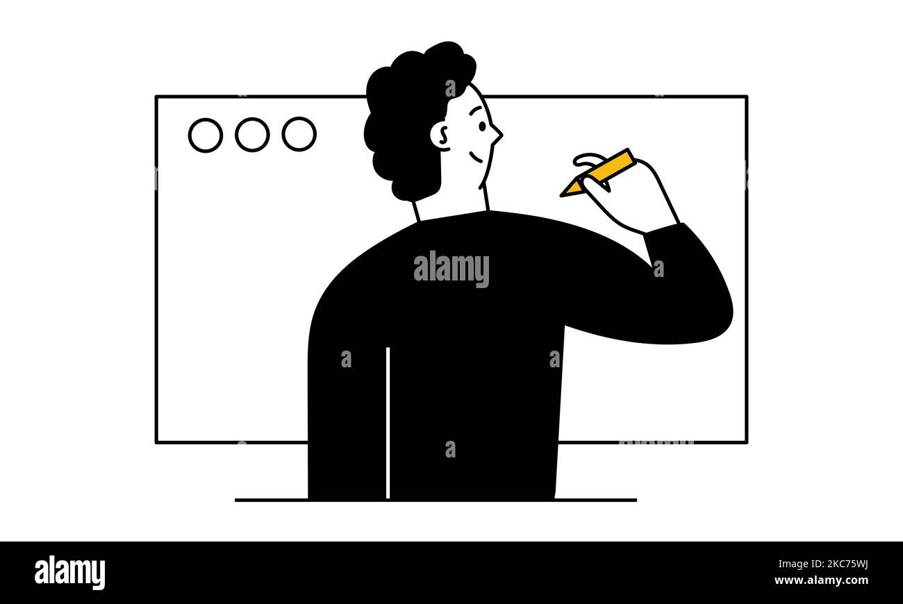 Man write business strategy and businessman work vector illustration ...