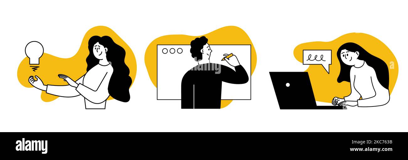 Productivity project set business vector illustration concept ...