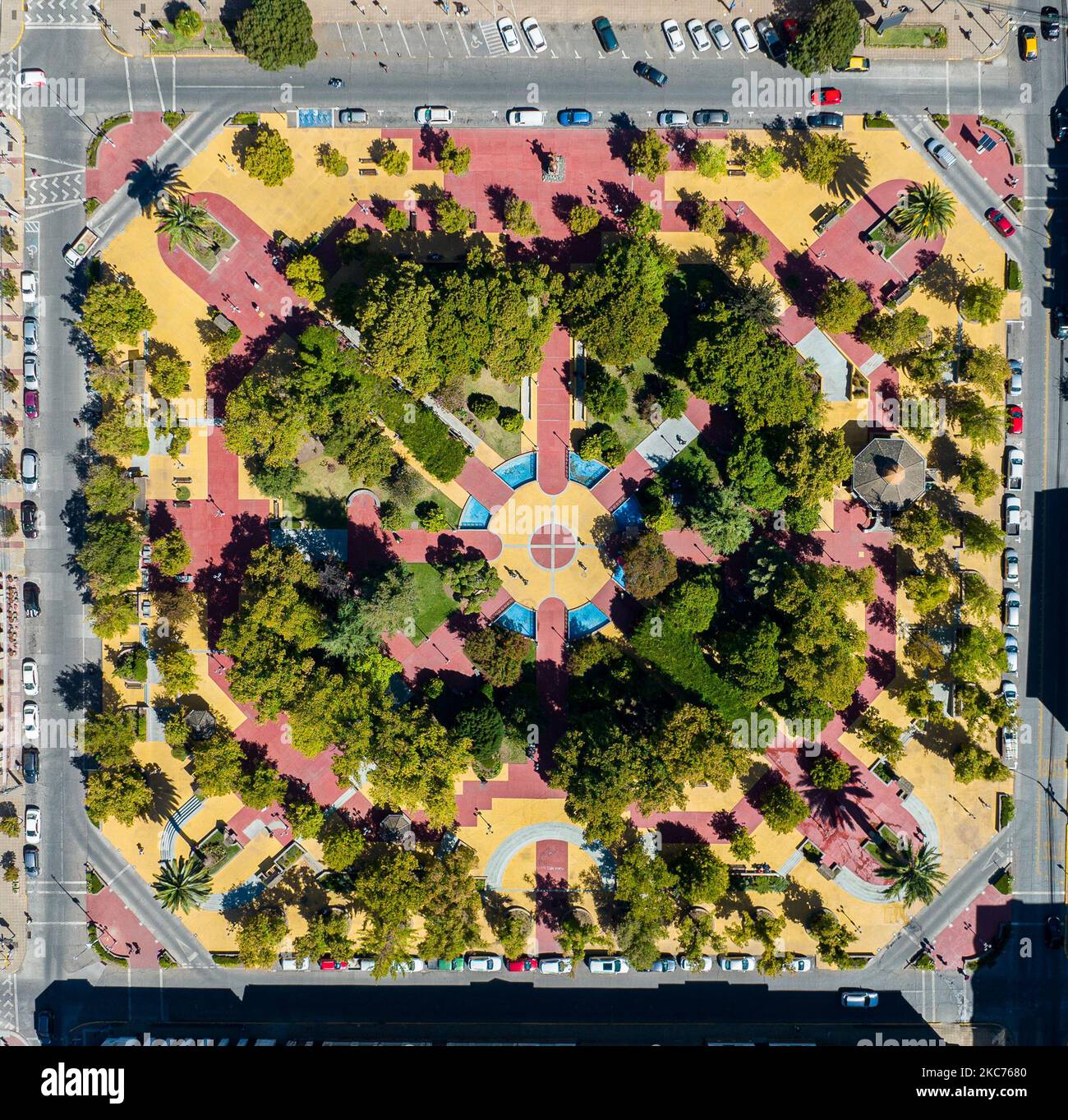 overhead aerial photo with drone of the center square Los Angeles in ...