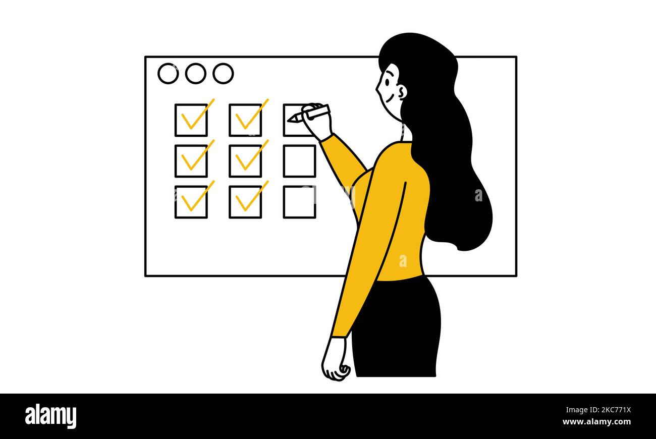 Woman plan todo list and business checklist vector illustration concept ...
