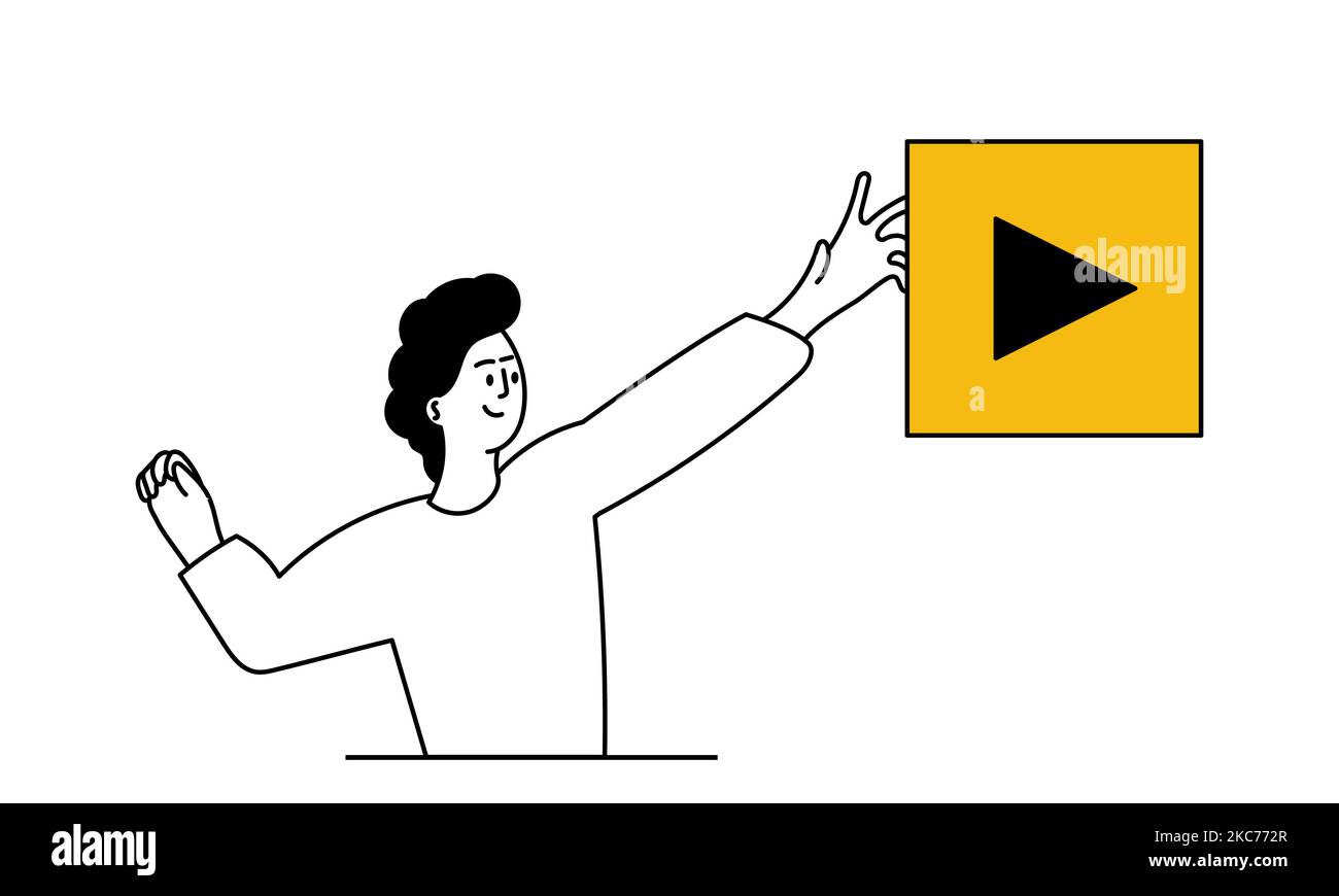 Man watch online video and play button vector illustration concept ...