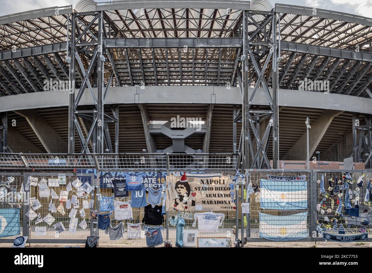NAPLES, ITALY - JUNUARY 8 - The exterior of the Diego Armando Maradona ...