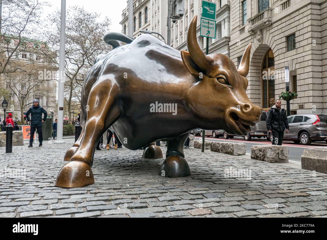 The Charging Bull bronze sculpture, also known as Wall Street Bull or Bowling Green Bull in New ...