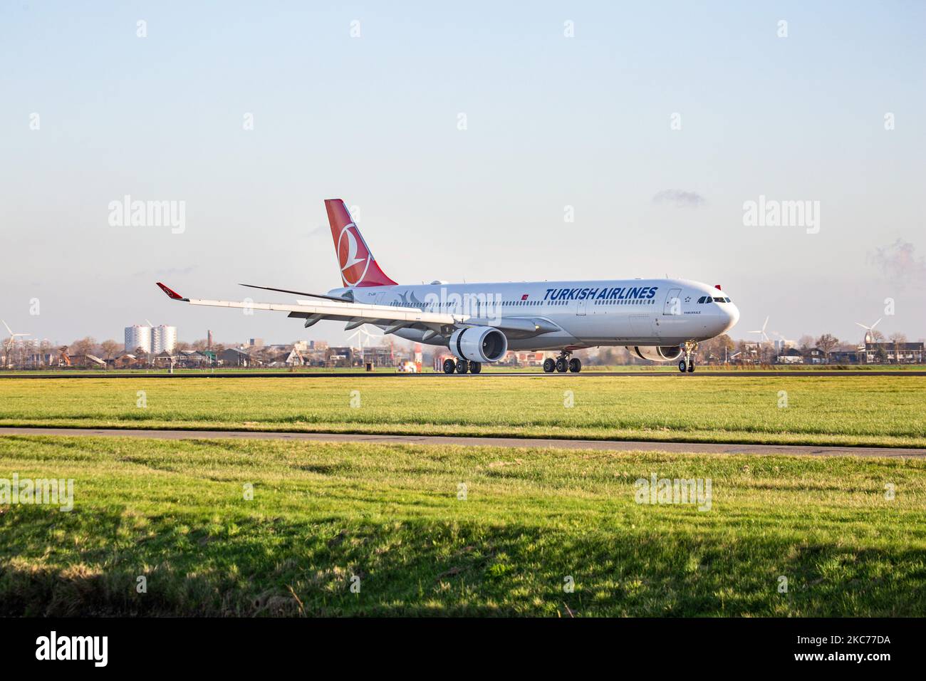 Turkish Airlines Airbus A330 aircraft as seen flying on final approach ...
