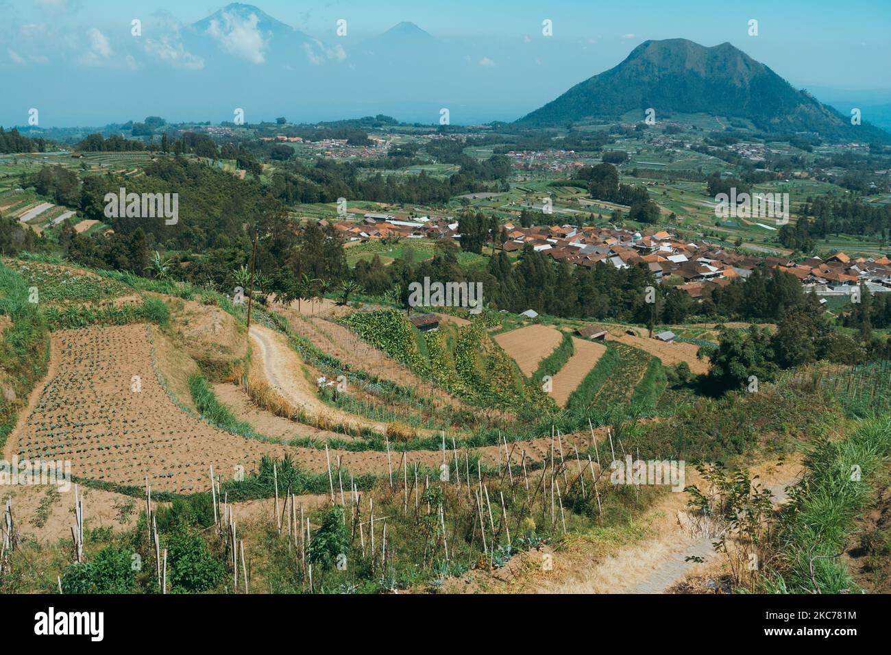 A landscape of hills and mountains from Getasan village, Semarang ...