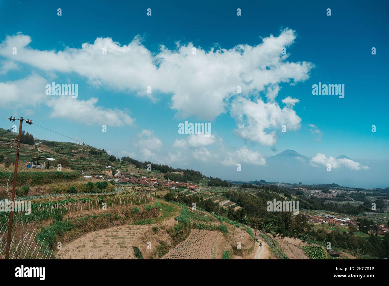 A landscape of hills and mountains from Getasan village, Semarang ...