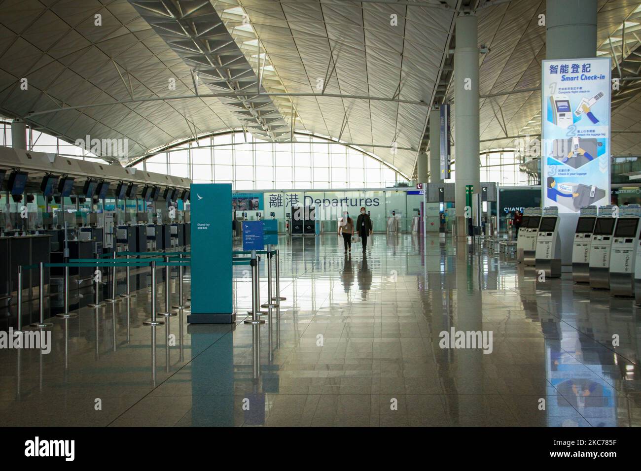 Cathay Pacific Airlines check-in counter during the COVID19 global ...