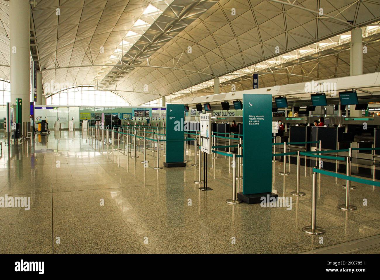 Cathay Pacific Airlines check-in counter during the COVID19 global ...