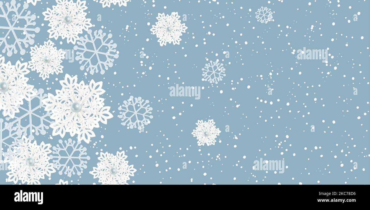 Beautiful seamless pattern with 3d paper white volumetric snowflakes on ...