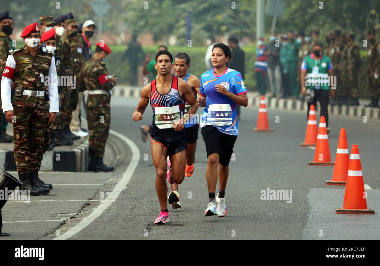 Bangladeshi and foreign runners participate in the Bangabandhu Sheikh ...