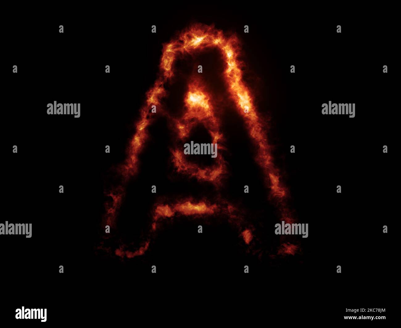 Letter A burning in fire with a black background Stock Photo - Alamy
