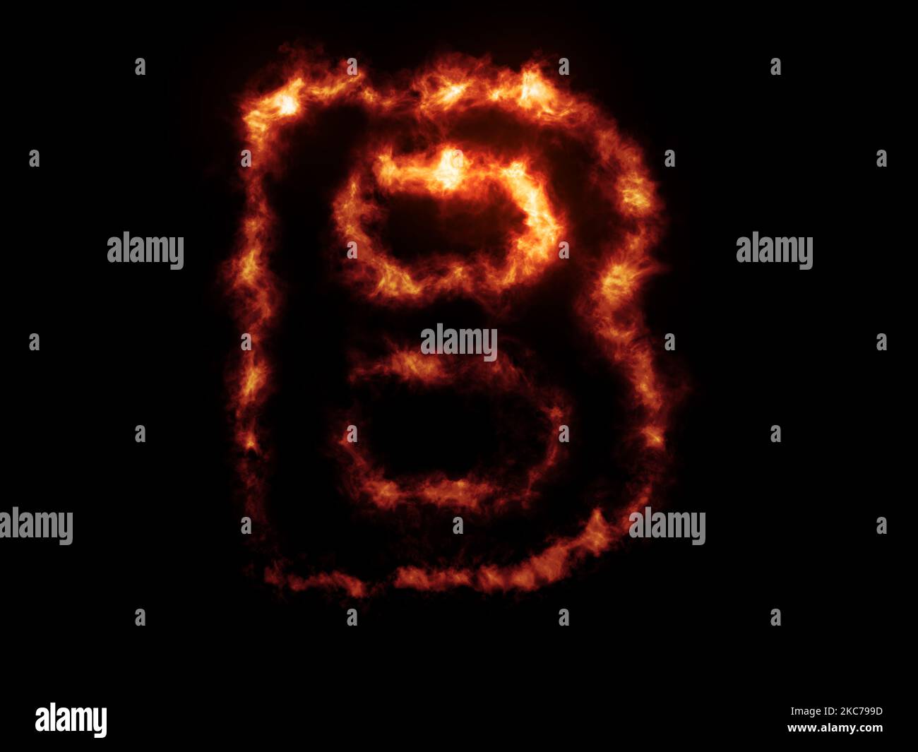 A Letter B burning in fire with a black background Stock Photo - Alamy