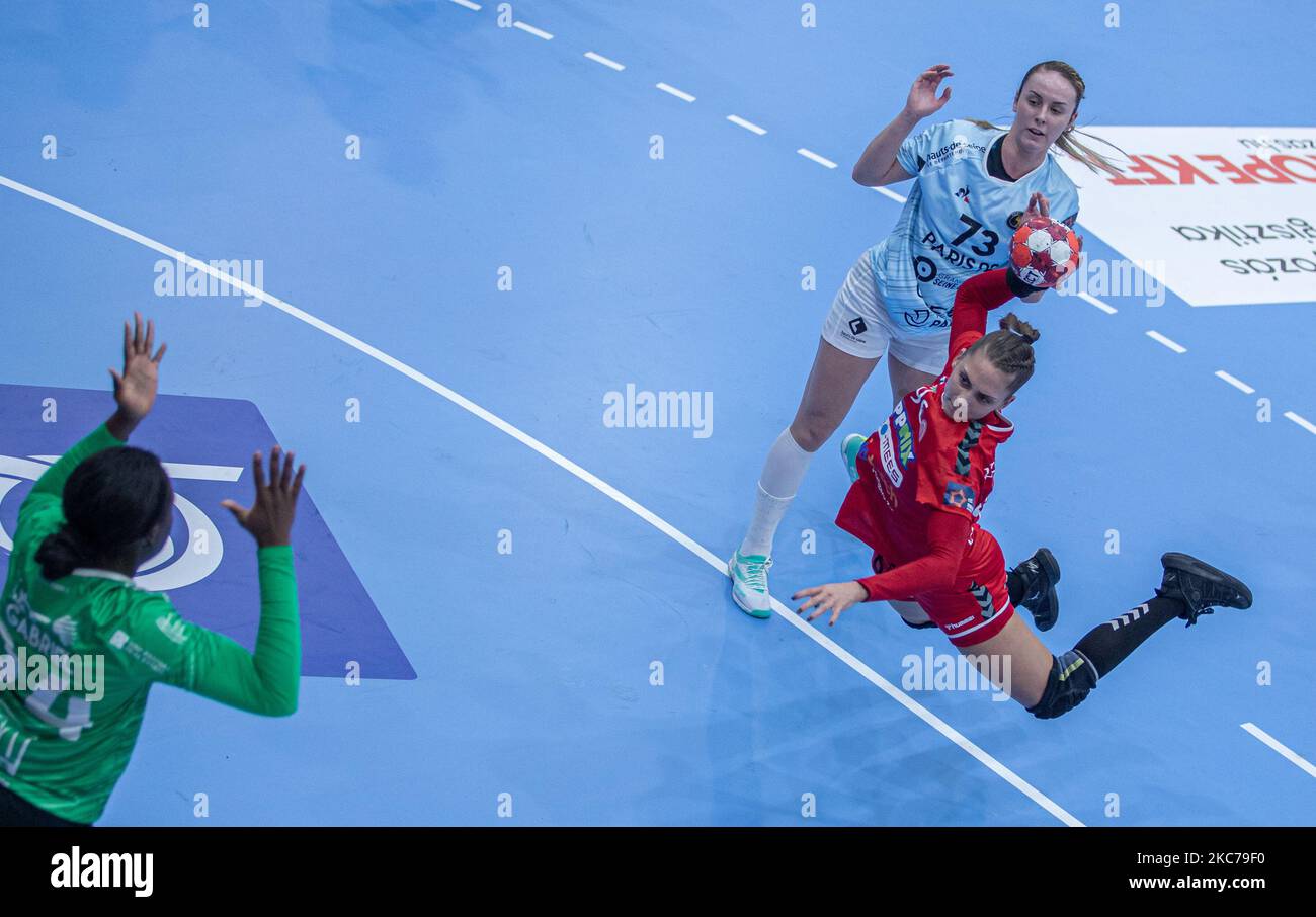 Fanny Helembai of Váci NKSE shoots the ball during the EHF-1 Group ...