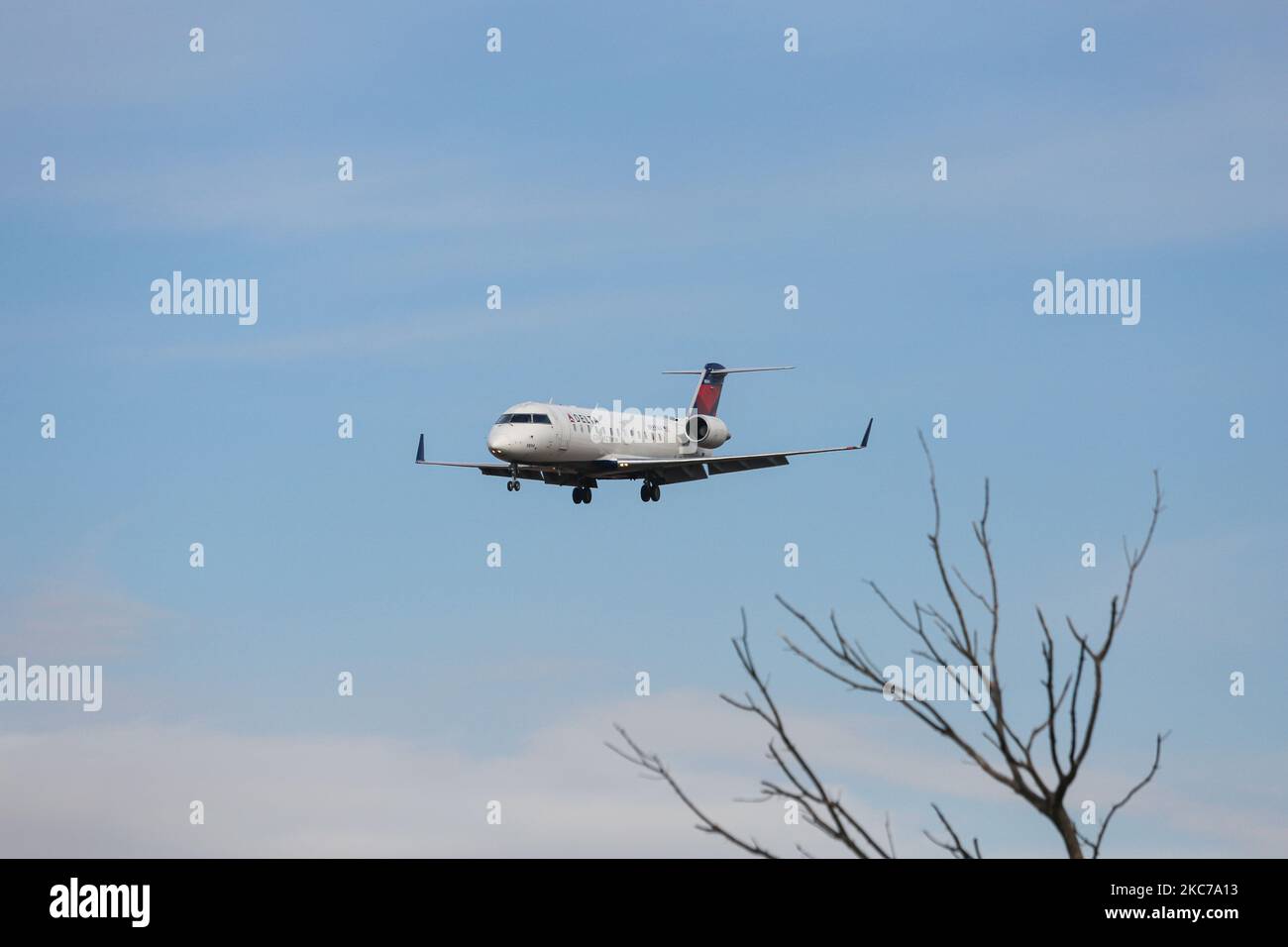 Delta Air Lines Bombardier CRJ 200 aircraft as seen flying on final ...