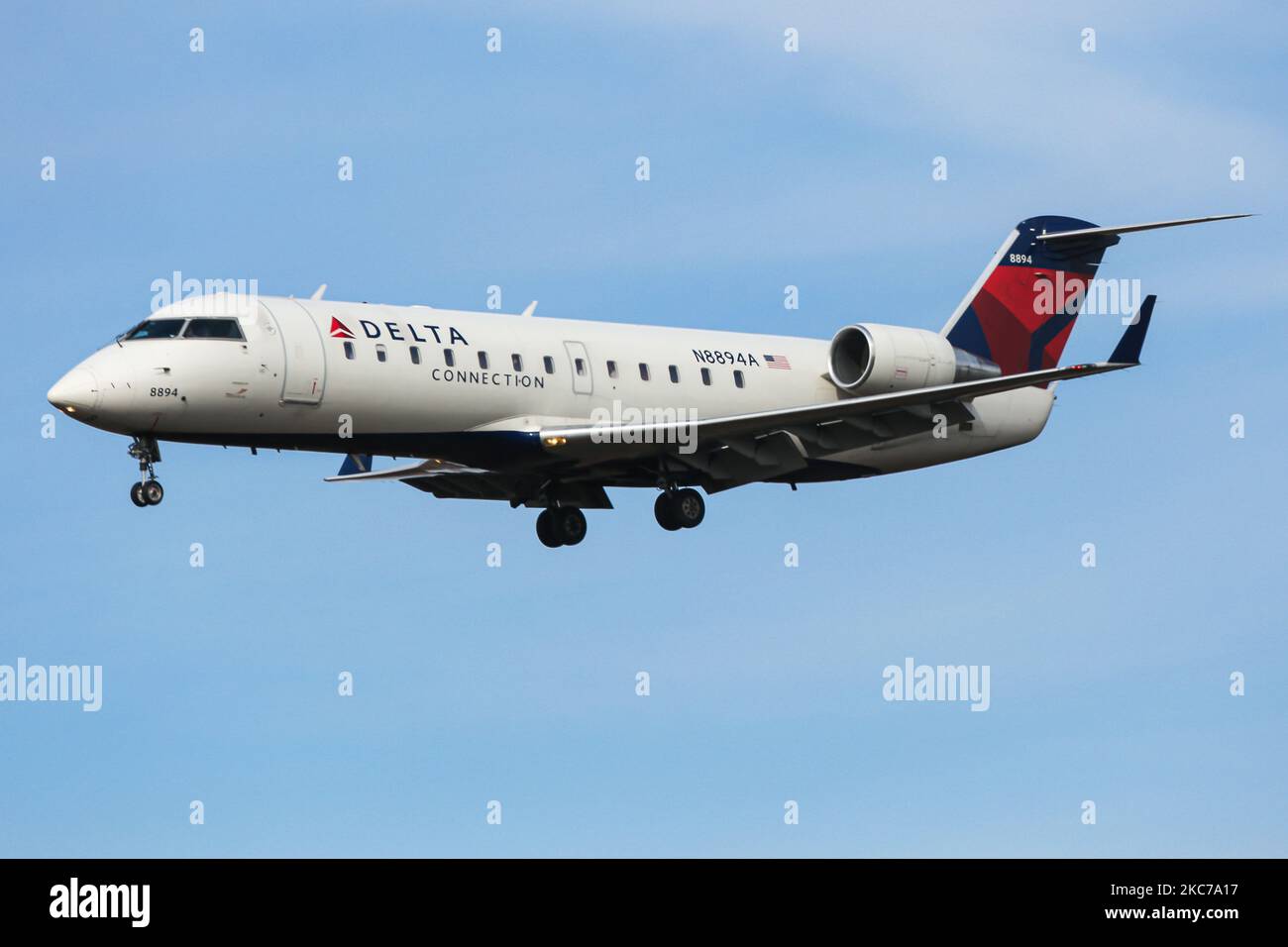Delta Air Lines Bombardier CRJ 200 aircraft as seen flying on final ...