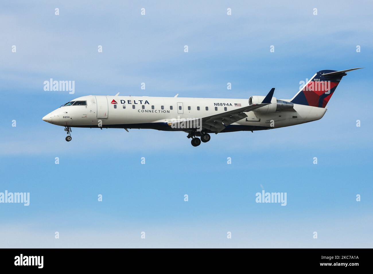 Delta Air Lines Bombardier CRJ 200 aircraft as seen flying on final ...