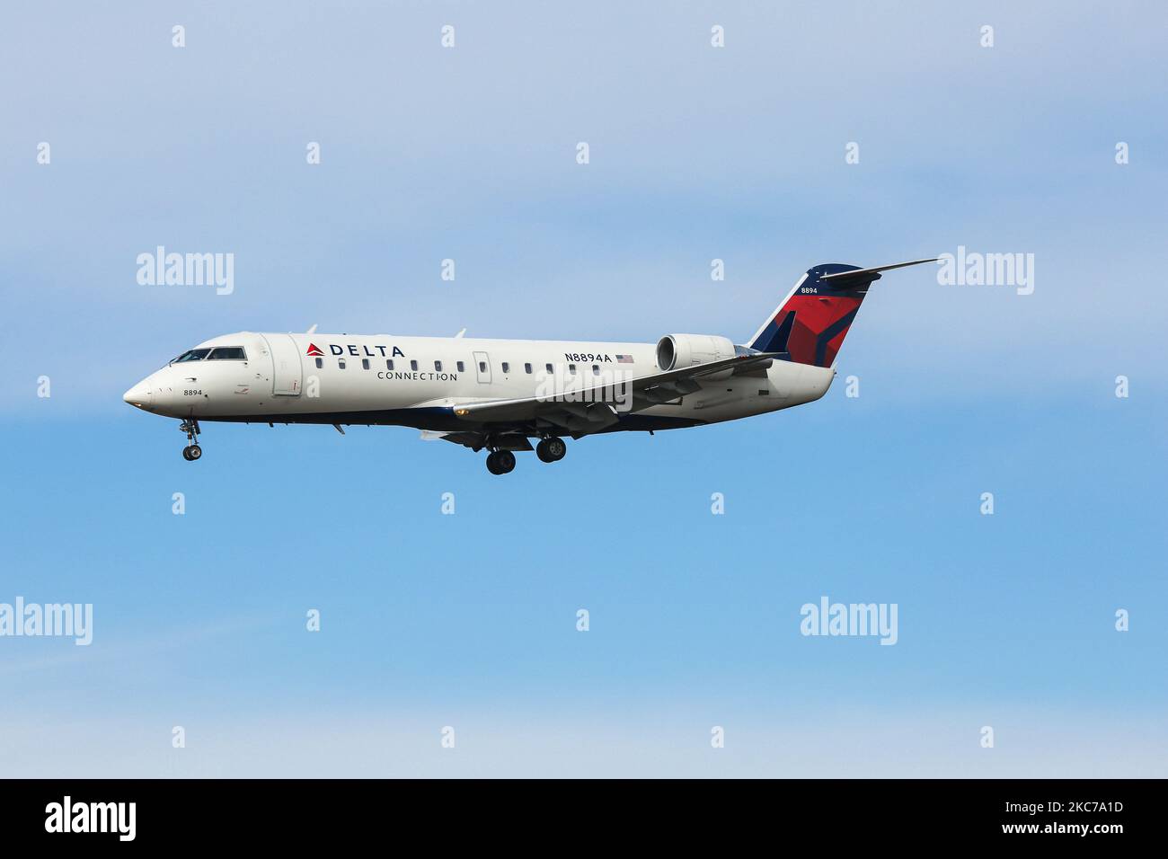 Delta Air Lines Bombardier CRJ 200 aircraft as seen flying on final ...