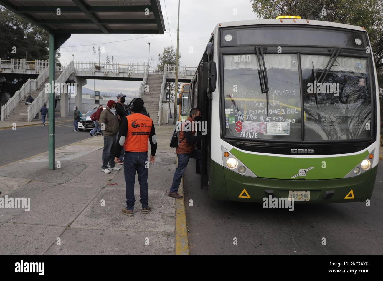 People board buses in substitution of the Metro Collective Transport ...
