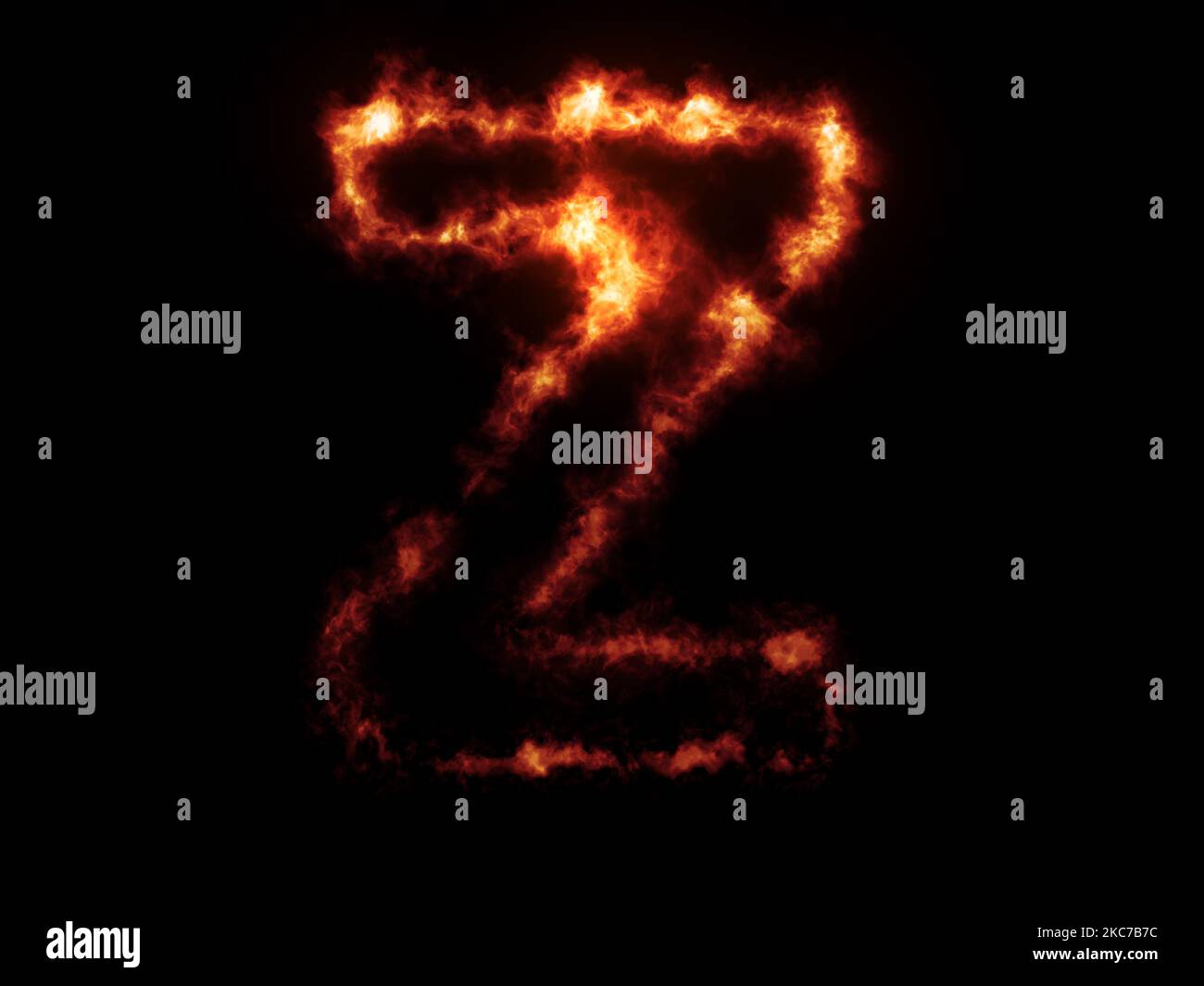 A hot burning flame of capital letter Z isolated on black background ...