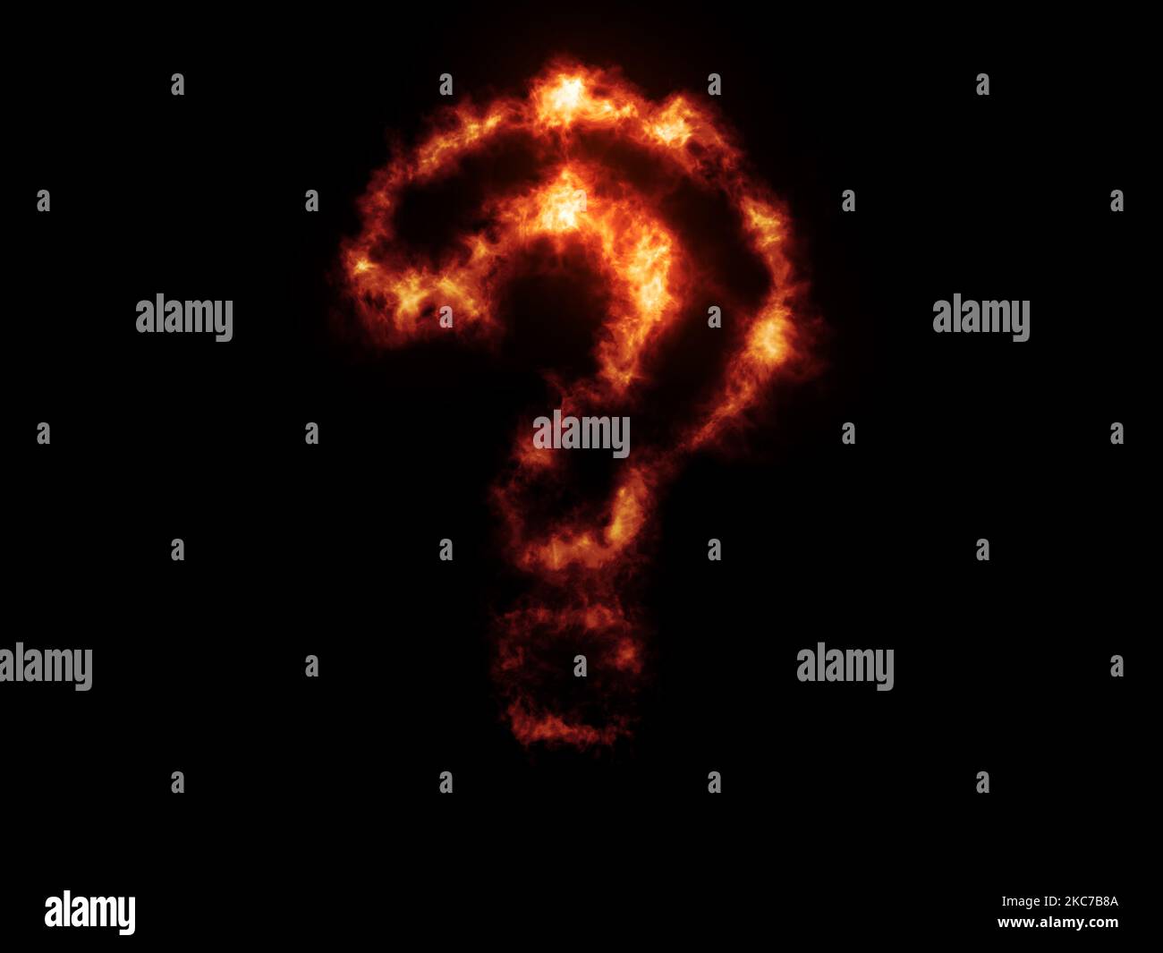 A hot burning flame of question mark isolated on black background Stock ...