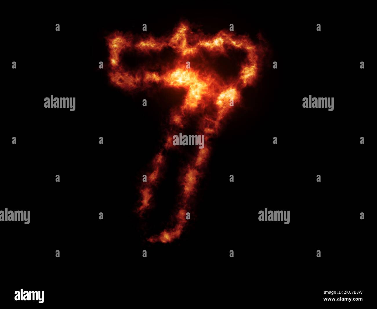 The number "7" in red flames on a dark background Stock Photo - Alamy