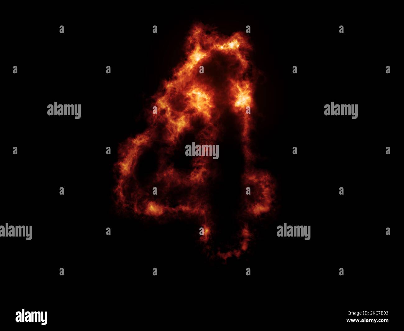 The number "4" in red flames on a dark background Stock Photo - Alamy