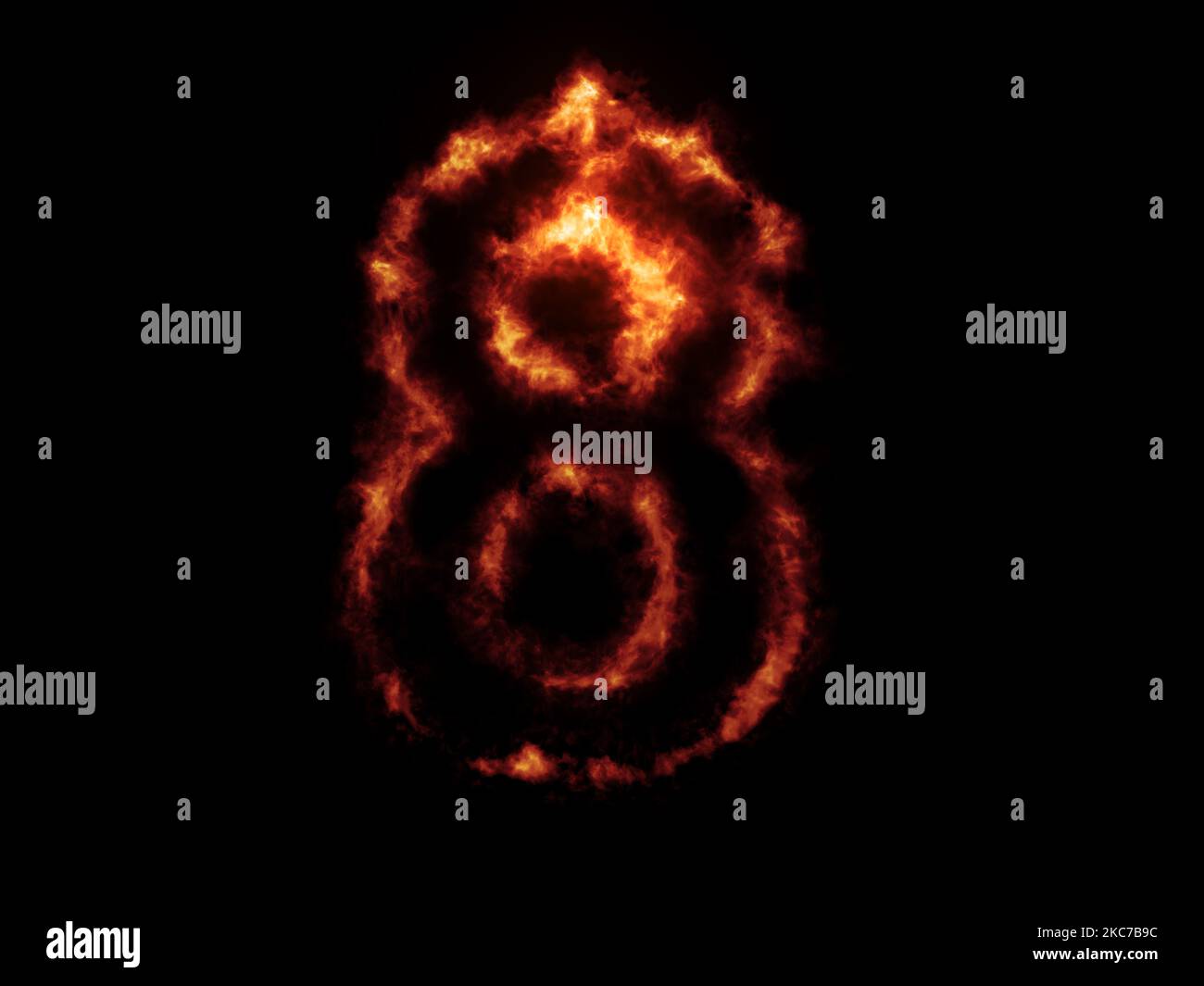 The number "8" in red flames on a dark background Stock Photo - Alamy