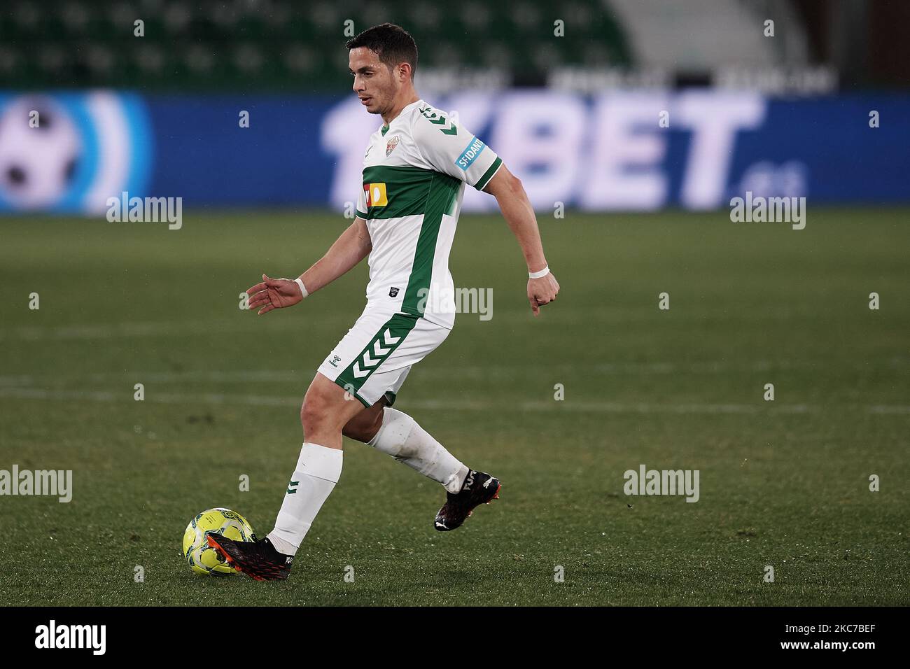 Ivan Marcone of Elche in action during the La Liga Santander match ...