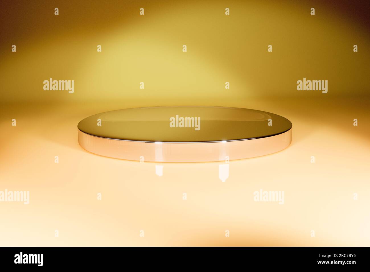 A 3D rendering of a reflective stage with yellow lights - great for ...