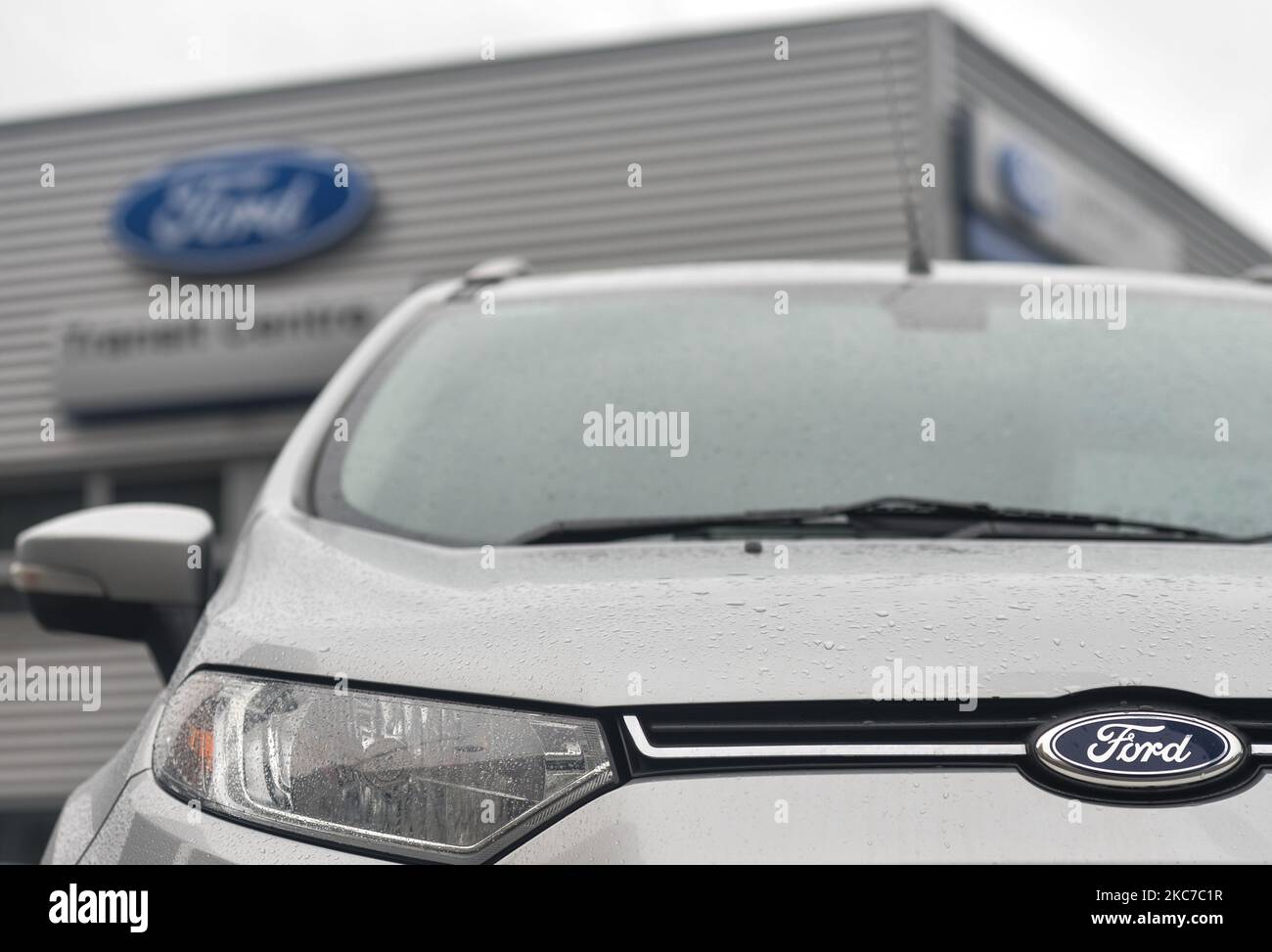 A Ford logo seen on a parked car in Dublin city center. On Tuesday ...